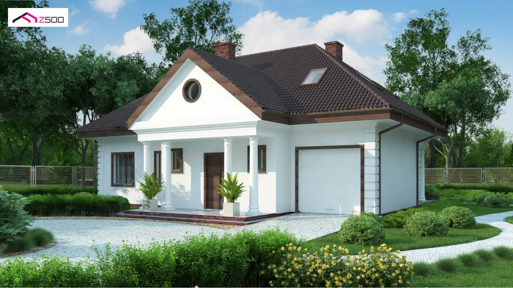 Z2 A, Dom w stylu dworkowym z użytkowym poddaszem. | Z500 International
